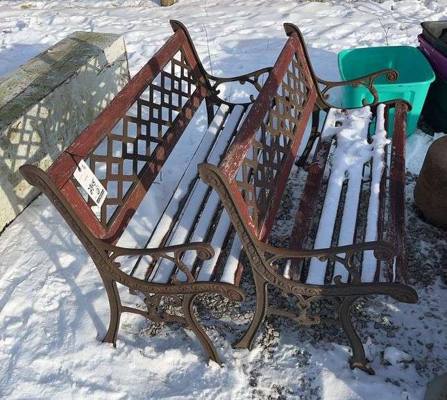 (2) Decorative yard benches, each- 45" x 30", used - Albrecht Auction ...