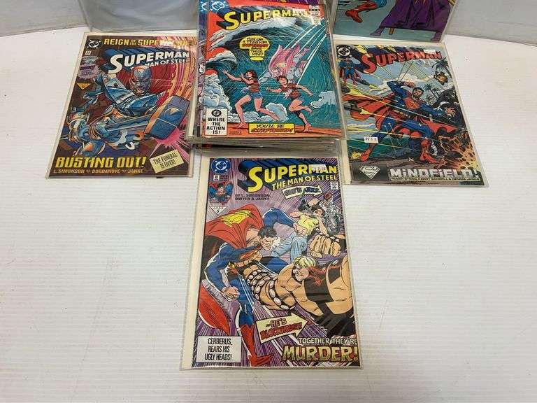 (25) DC Superman comic books from the 1970s to 1990s, all in protective ...