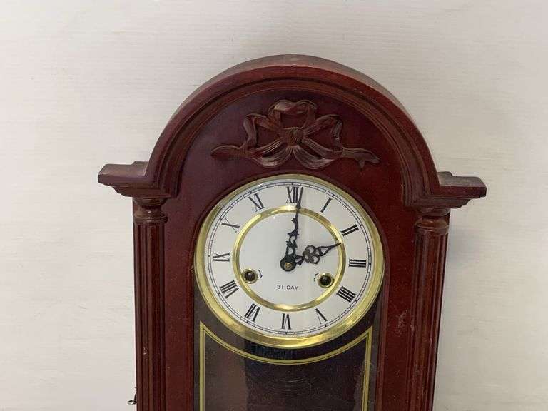 Wall clock, key wind, 13"W x 26"H, newer, works well, key, level, and ...