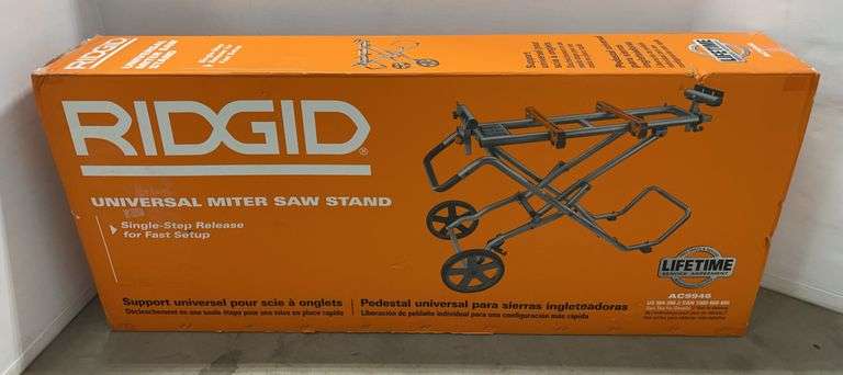 Ridgid universal mitre saw stand, single step release, part# AC9946 ...