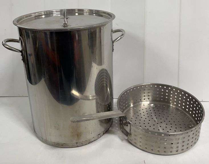 Turkey fryer pot with strainer and injector, threm, 12"Dia x 16 3/4"H ...