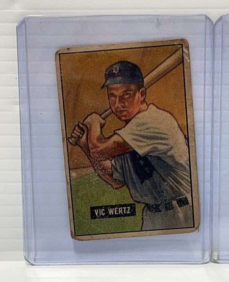 (3) Baseball cards, includes: 1949 No. 165 George "Snuffy", 2"W; 1951 ...