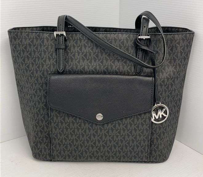 MK Michael Kors large tote, brown shopper purse bag, 15"W x 11"H, snap ...