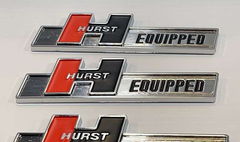 (3) Hurst Equipped emblems, each- 5"W - Albrecht Auction Service