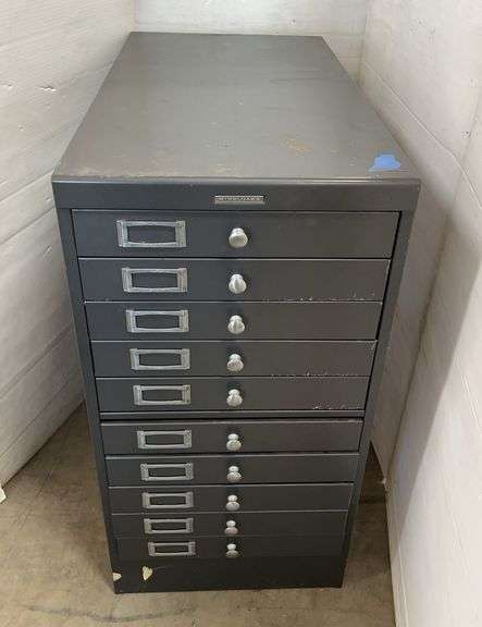 Steelcase metal cabinet with ten drawers, 15"W x 28 1/2"D x 29"H ...