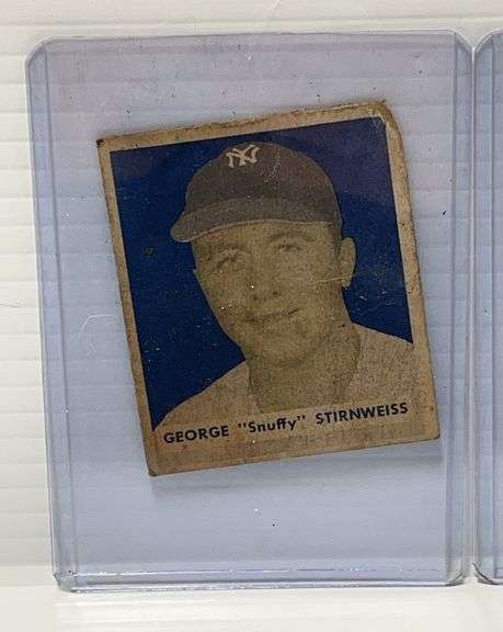 (3) Baseball cards, includes: 1949 No. 165 George "Snuffy", 2"W; 1951 ...