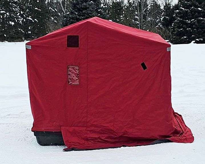 Eskimo Quick-flip 3 ice shanty, 67"W x 84"L, sled-36"W x 67"L, has ...