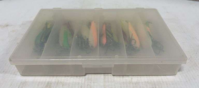 (24) Fishing spoons in tackle storage box, 11" x 6 1/2" - Albrecht ...