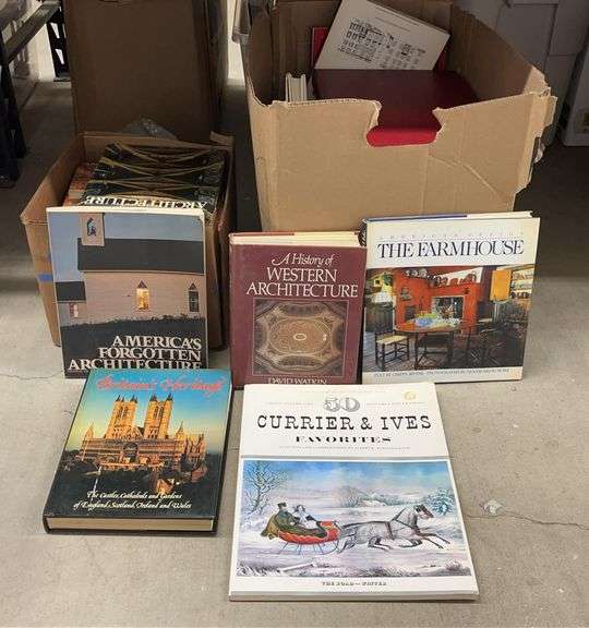 Over (40) Hardcover books about world architecture, two full boxes ...
