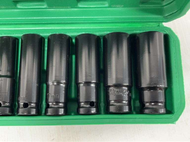 10-Piece metric impact deep socket set, case- 11"W, new - Albrecht ...