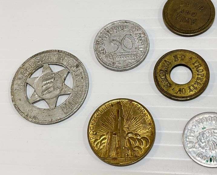 (11) Various tokens, up to 1 1/4"Dia - Albrecht Auction Service