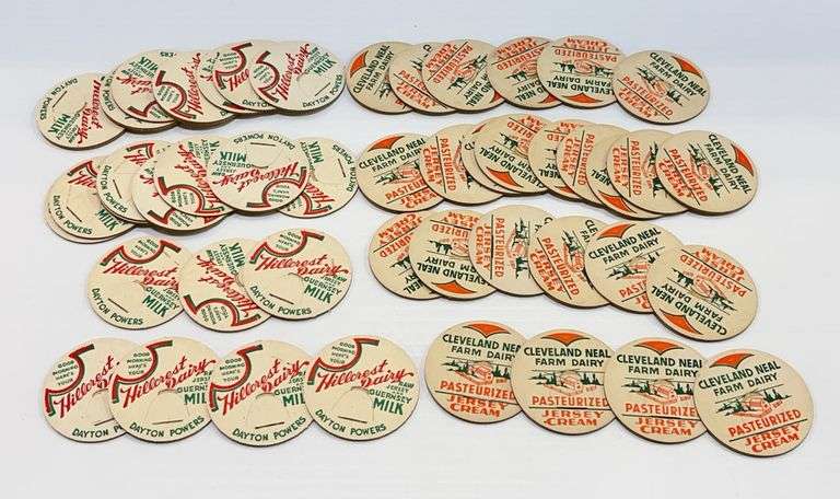 Over (40) Milk caps, very old, 1 1/2"Dia - Albrecht Auction Service