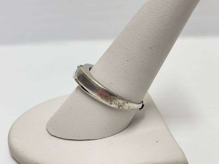 (3) Sterling silver moissanite stone rings, includes: 1- Princess cut ...