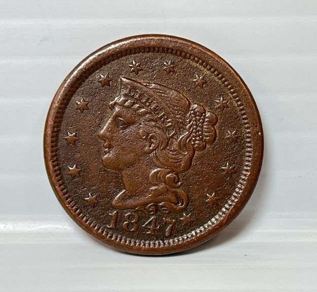 1847 US large cent, 178 years old, sharp, ex-fine shape, no problem ...