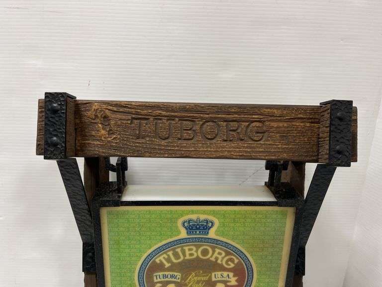 Tuborg Beer light up clock and sign with wall mount sides, 13 1/2"W x 6 ...