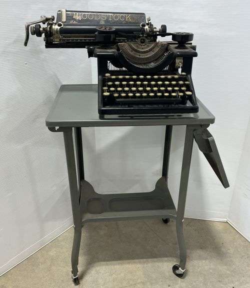Woodstock typewriter with metal folding table, typewriter- 21"W, table ...