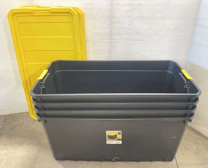 (4) 200-Quart extra large totes with lids - Albrecht Auction Service
