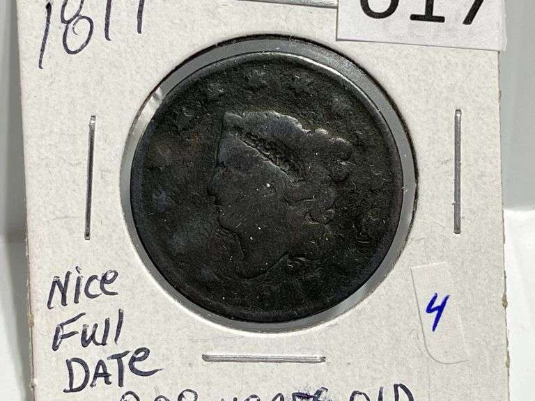 1817 US Large cent, nice full date, 208 year old coin - Albrecht ...