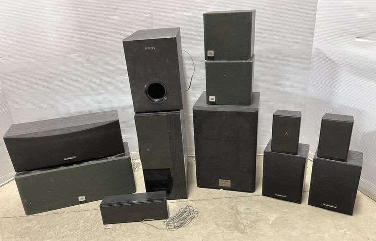 Surround sounds speakers, includes: (1) Samsung set, 3-piece set; (1 ...