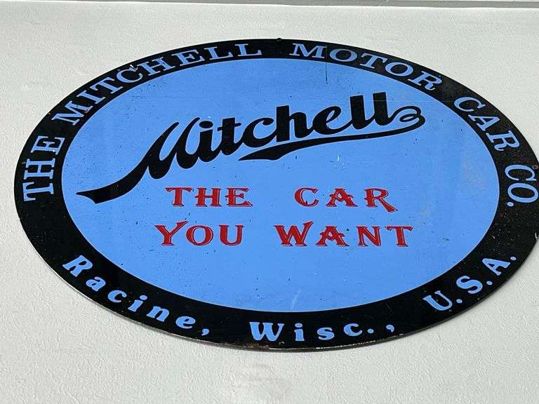 Old Mitchell Motor Car Co. Porcelain Enameled Sign - Albrecht Auction ...