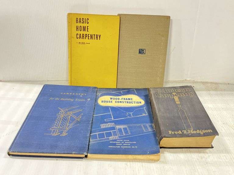 (5) Vintage carpenter, woodworking, and home construction books ...