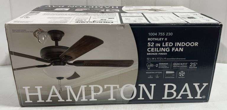 Hampton Bay "Rothley II" ceiling fan, 52", in bronze finish with ...