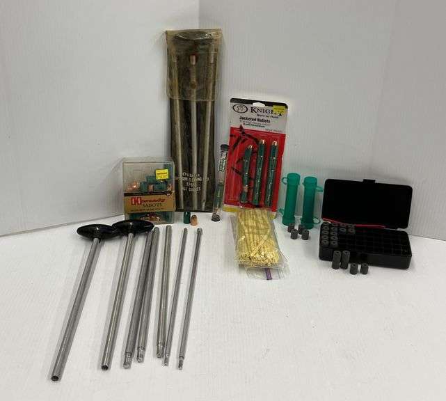 Lot of Muzzleloading Supplies, Includes: Cleaning Rods, Propellent ...
