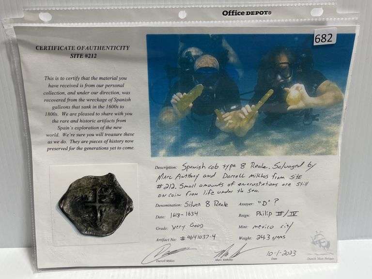 Spanish cob type 8 reale salvaged by Marc Anthony and Darrell Miklos ...