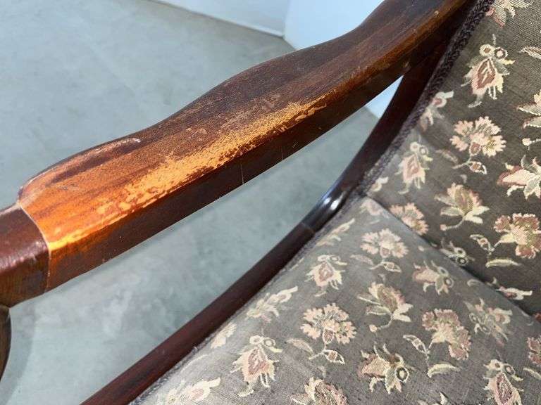 Antique rocker with carved swan heads and carved back, seller states ...