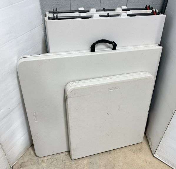 Set of (4) foldable Lifetime tables, 4'-6', have wear - Albrecht ...