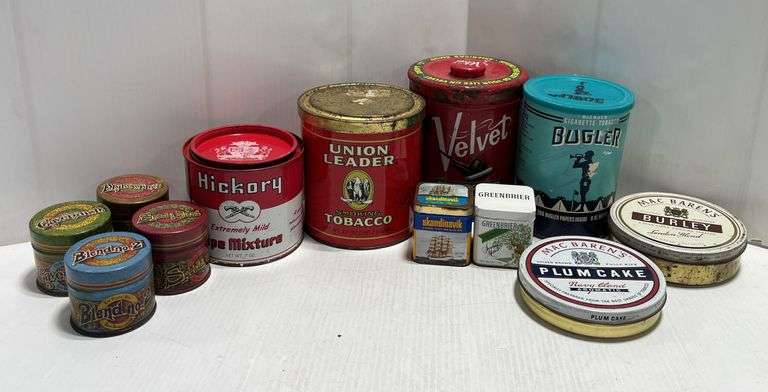 (12) Empty Tobacco cans/tins, includes: Older Hickory, Mac Baren's, 2 ...