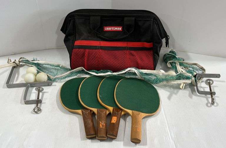 Sears ping pong table tennis set, includes: 4- Paddles, and 5- Balls ...