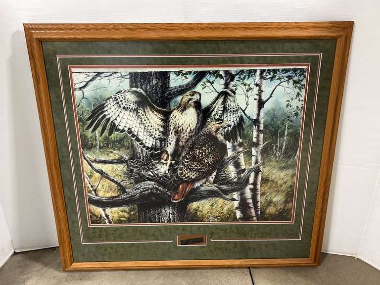 Large Bill Adair wildlife art print, Red Tailed Hawk, 35"W x 32"H ...