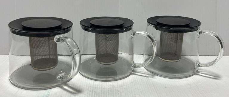 (3) Glass teapots, 5 1/2"H, as is - Albrecht Auction Service