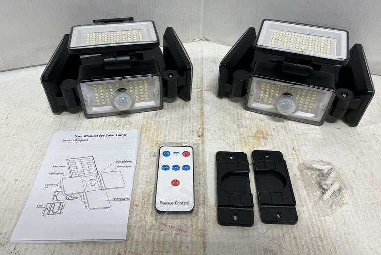 (2) Super Bright solar motion sensor 288 LED lights, adjustable ...