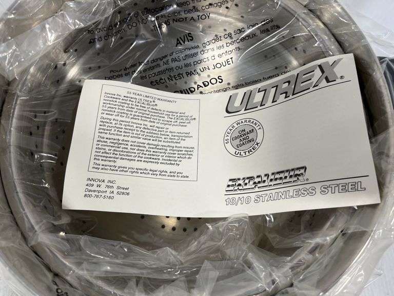 Ultrex 18/10 stainless steel double boiler excalibur non-stick with strainer with paperwork, 9 1 ...