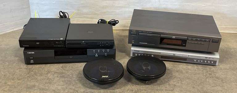 Toshiba compact disc player; Toshiba DVD video player; JVC compact disc ...