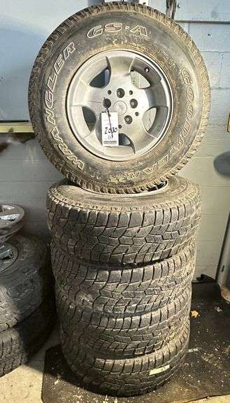 (5)-Matching Goodyear GS-A 30x9.50R15 LT Tires on Jeep 5-lug Rims, Used ...