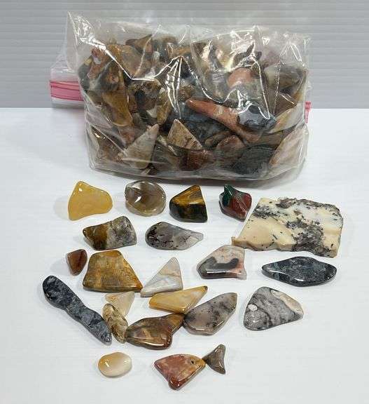Over 2 lbs. of highly polished rocks, top shelf quartz, agates, and ...