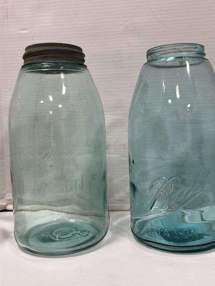 1910-1920 Mason shoulder jars, three- quart dropped a 3L, three- 1/2 ...