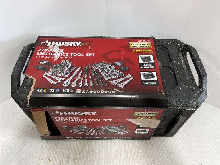 Husky 270-piece mechanics tool set, includes: 1/4", 3/8", and 1/2 ...