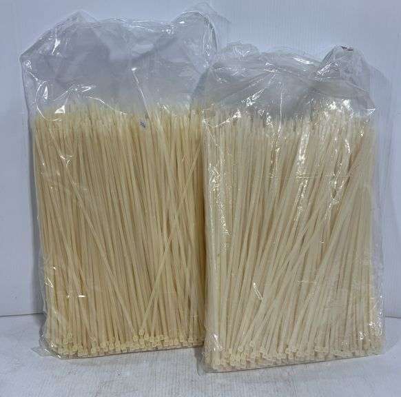 (2,000) Natural color nylon wire ties, 14", new - Albrecht Auction Service