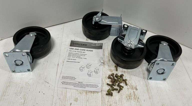 4-Piece Husky 5" caster kit, includes: 2- lockable casters, and 2 ...