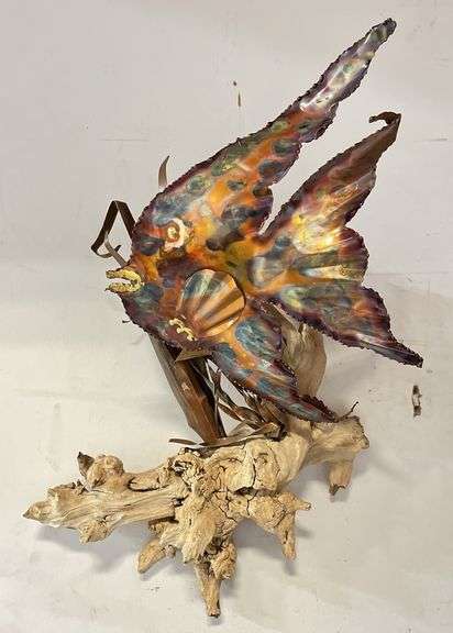 Copper drift wood fish decor, 4" x 15" - Albrecht Auction Service