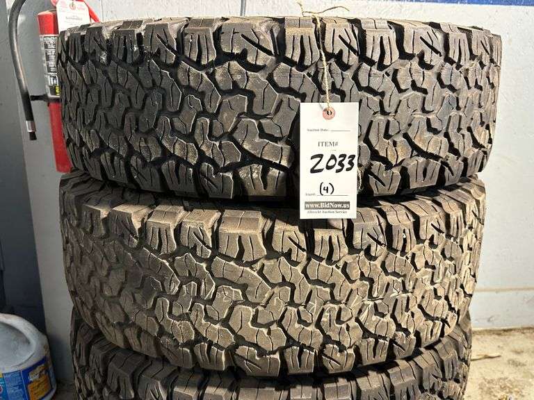 (4)-BF Goodrich All-Terrain T/A LT245/75R16 Tires, Used. NOTE: All tires and rims sell As Is. It ...
