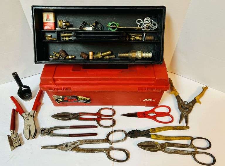 Tin snips, shears, pipe crimper, cable cutter, leather gasket shim ...