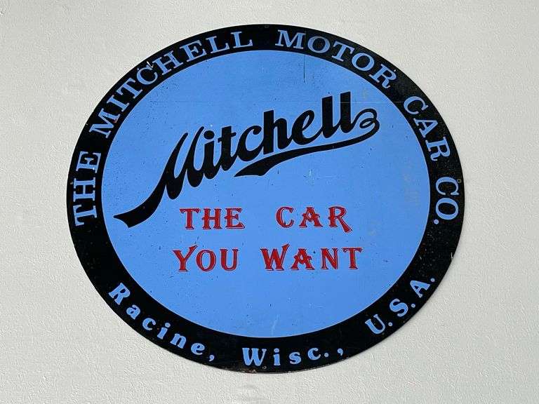 Old Mitchell Motor Car Co. Porcelain Enameled Sign - Albrecht Auction ...