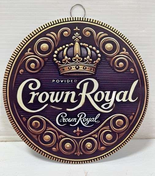 Modern metal sign, "Crown Royal", 8"Dia, good - Albrecht Auction Service