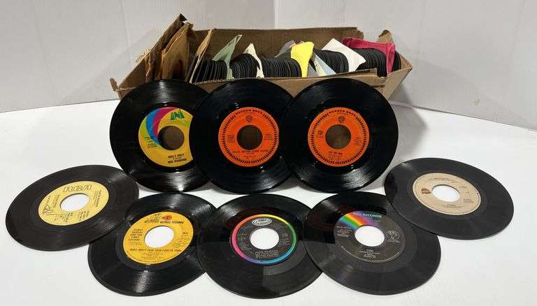 Over (100) 45 vinyl records, includes: 50s, 60s, and 70s Rock ...