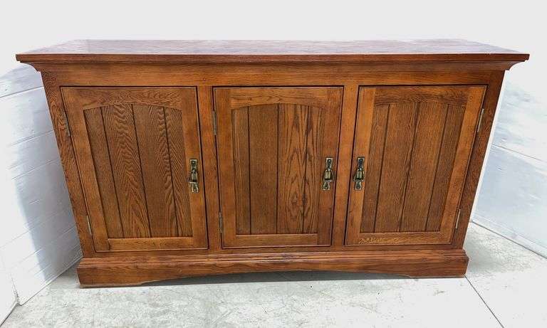 Oak Mission style kitchen buffet, made in USA, 58"W x 17"D x 32"H ...